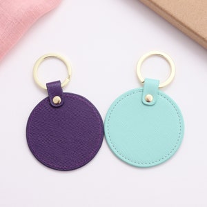 Personalised Initial Leather Round Key Ring / Handmade Initial Key Ring ...