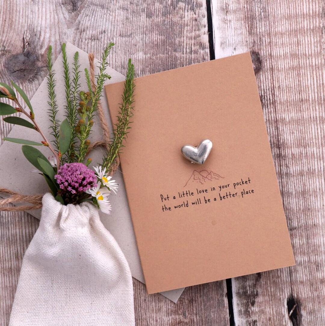 Handmade Pocket Heart Token /handmade Heart Token Greeting Card ...