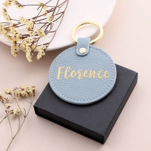 Personalised Initial Leather Round Key Ring / Handmade Initial Key Ring ...