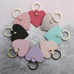 Personalised Heart Shape Leather Key Ring / Personalised Initial Key ...