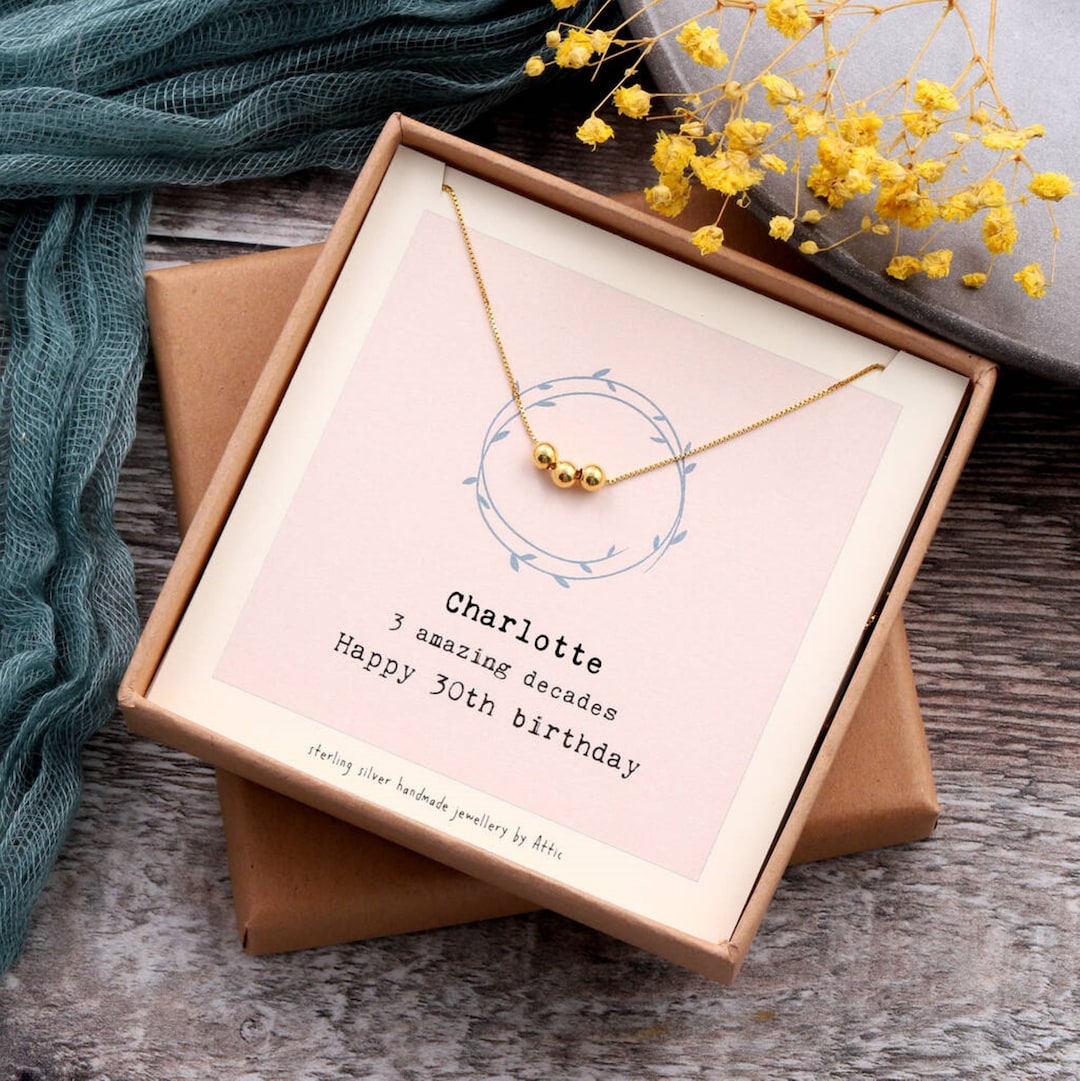 Sterling Silver 30th Beads Necklace / 30th Birthday Necklace for Women ...