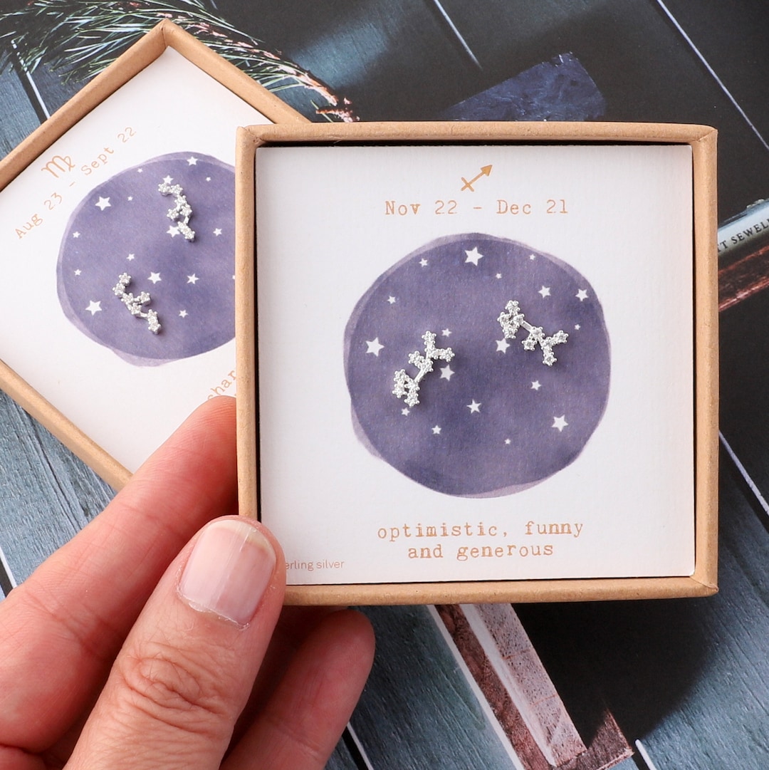 Star Sign Constellation Earrings Studs / Sterling Silver Constellation ...