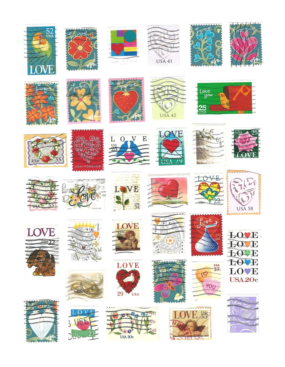 LOVE Postage Stamp Collage....instant Download for You to Print and ...