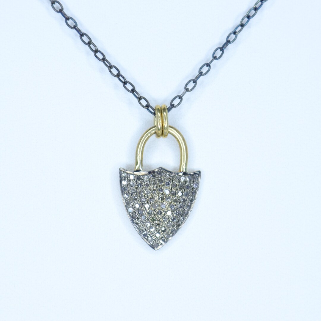 Diamond Lock Pendant With Black Rhodium Plated .925 Sterling Silver ...