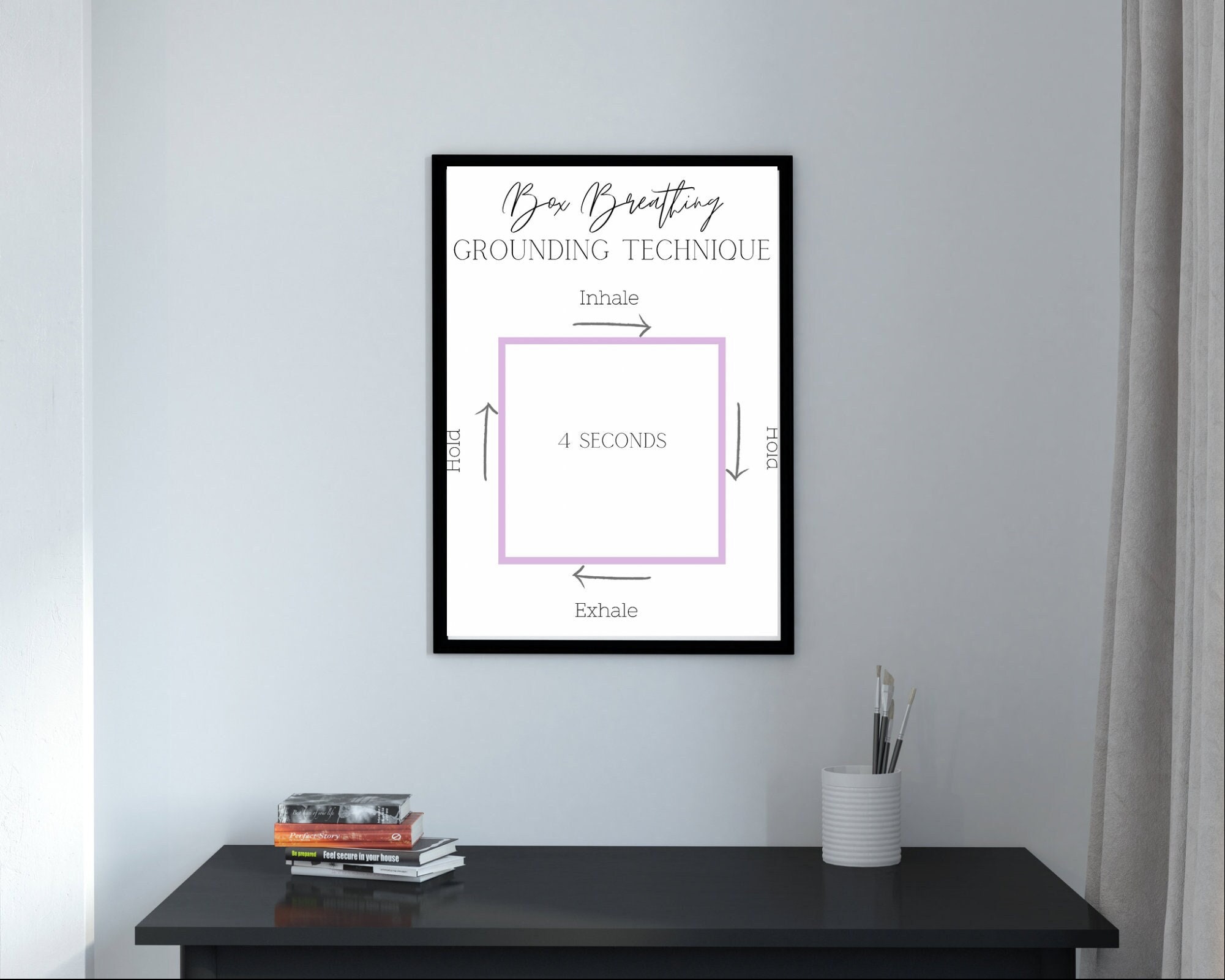 Box Breathing Grounding Technique for Therapist Counsellor Decor 8x10 ...