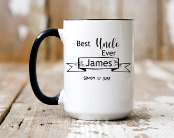 Best Uncle Ever Mug, Personalized Photo Mug for Uncle, Mug With Kids ...