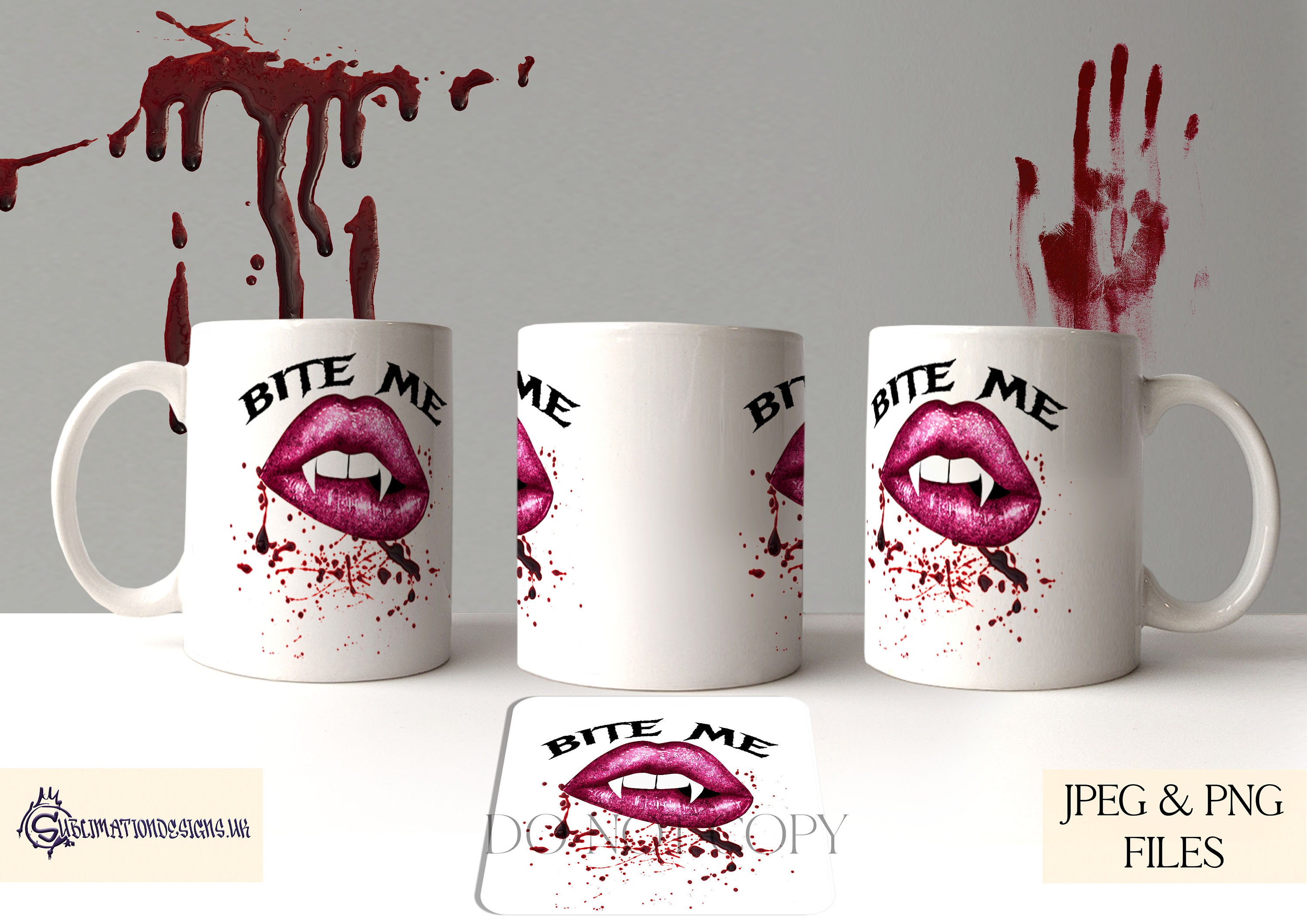 Vampire Lips "bite Me" Design: Gothic PNG JPEG Set (digital Downloads ...