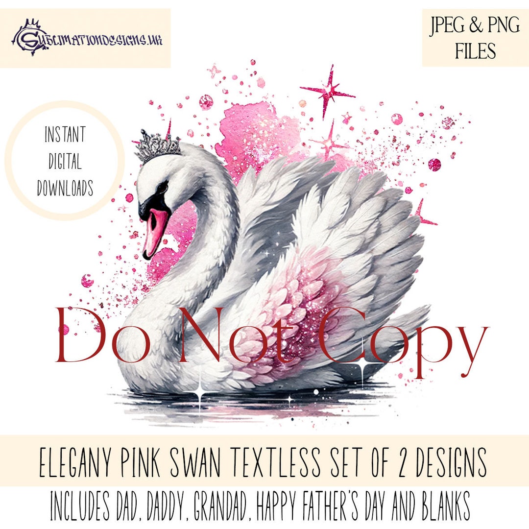 Elegant Swan With Silver Crown Sublimation Design Set | Swan Lake ...