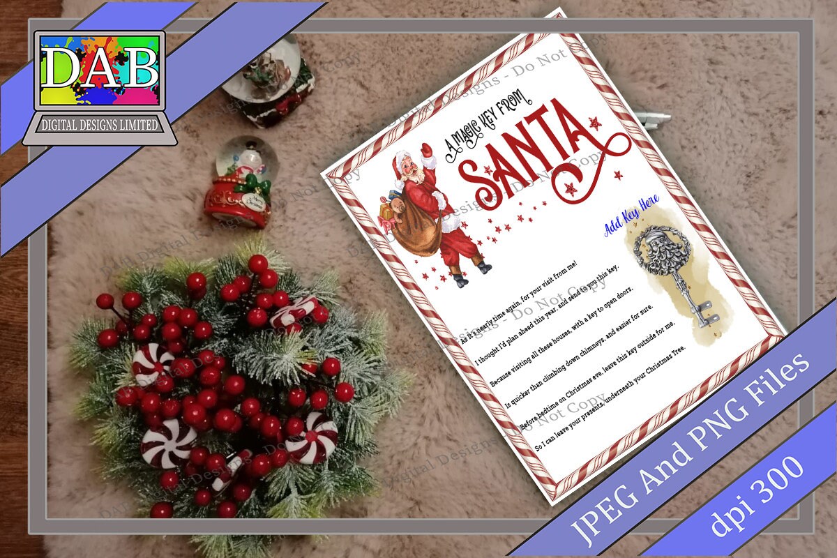 Santa's Magic Key Design, Santa's Key JPEG, Santa's Key Label ...