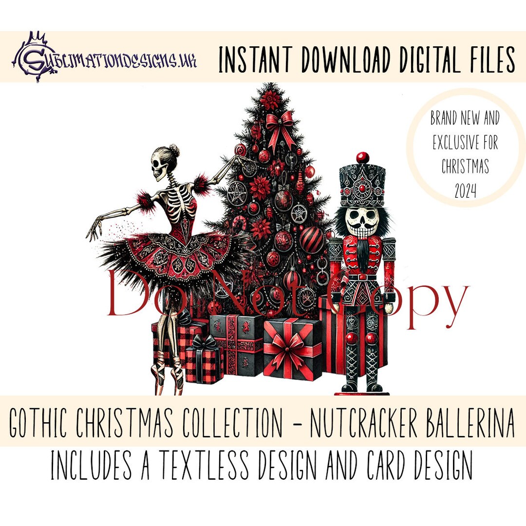 Gothic Christmas Design Set With Skeleton Ballerina & Nutcracker ...