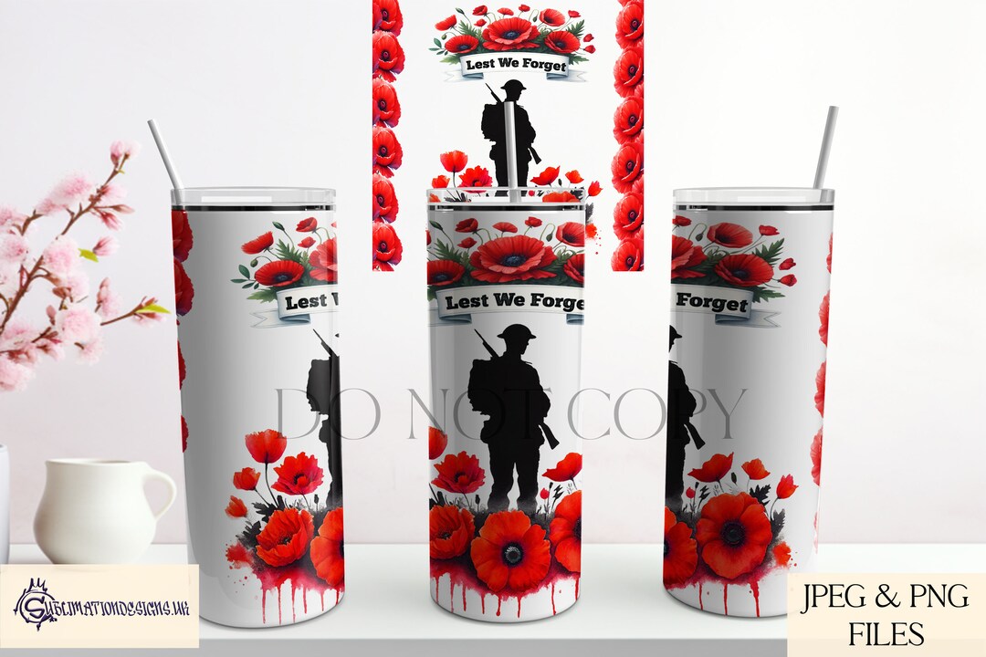 Soldier Poppy Field Sublimation Designs: Remembrance Tumblers, Coasters ...