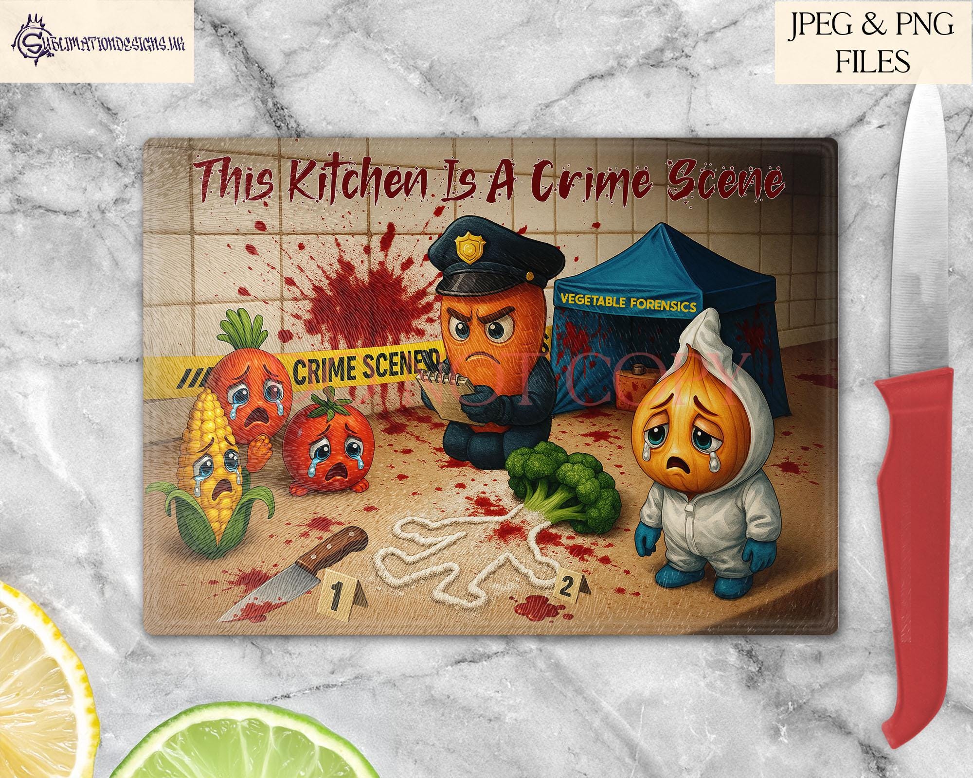 Kitchen Crime Scene PNG Set | Funny Chopping Board Design | Forensic ...