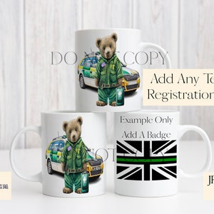 Paramedic Themed Teddy Bear Illustration With Ambulance Car Personalize ...