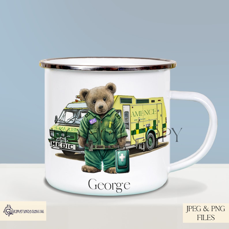 Paramedic Themed Teddy Bear Illustration With Ambulance Car - Etsy