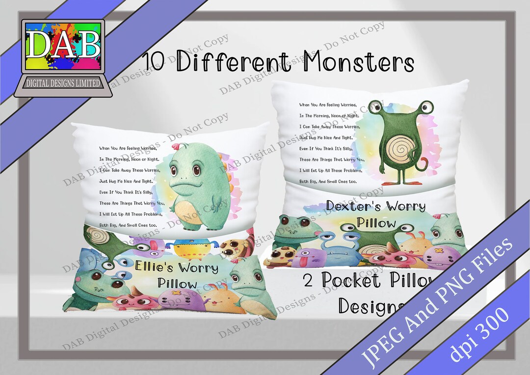 Worry Cushions Worry Monster Worry Eater Designs Set of 12 - Etsy New ...