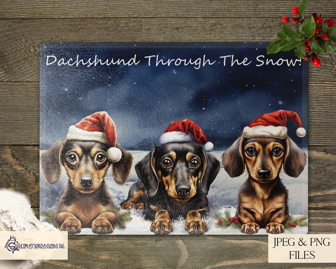Dachshund Through the Snow, Dachshund Christmas Sublimation Designs in ...