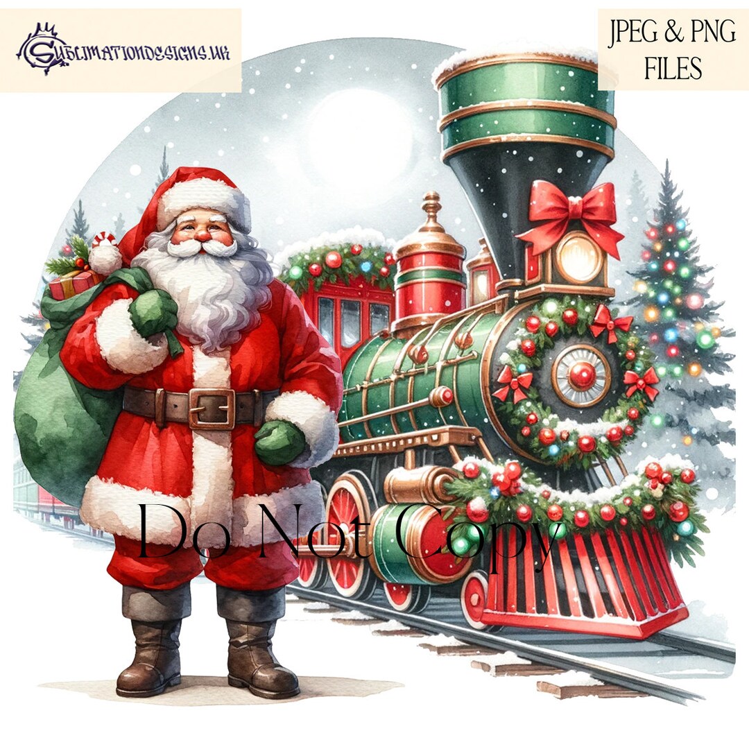 Christmas Santa Express Train Sublimation Design (JPEG, PNG) - Etsy