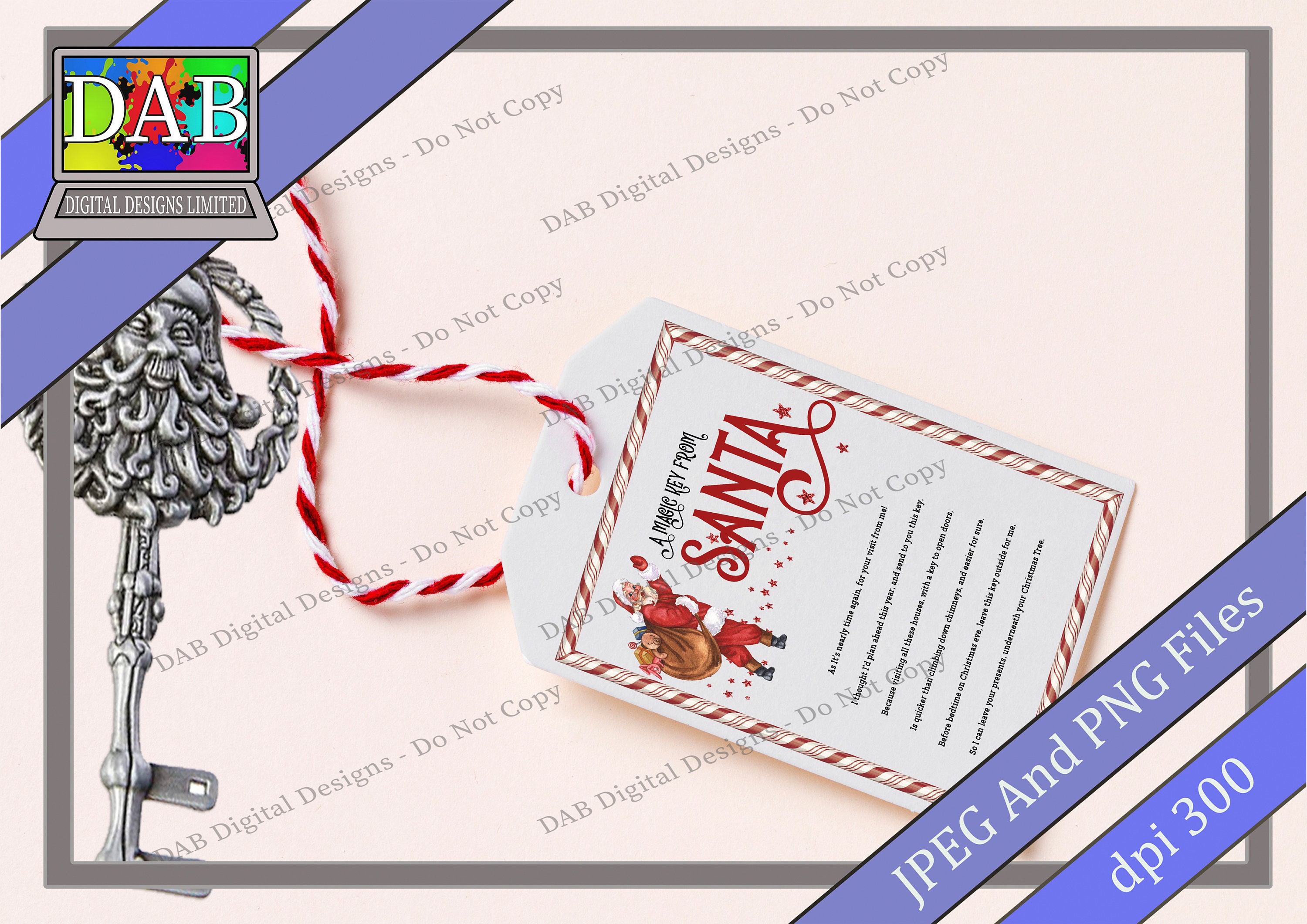 Santa's Magic Key Design, Santa's Key JPEG, Santa's Key Label ...