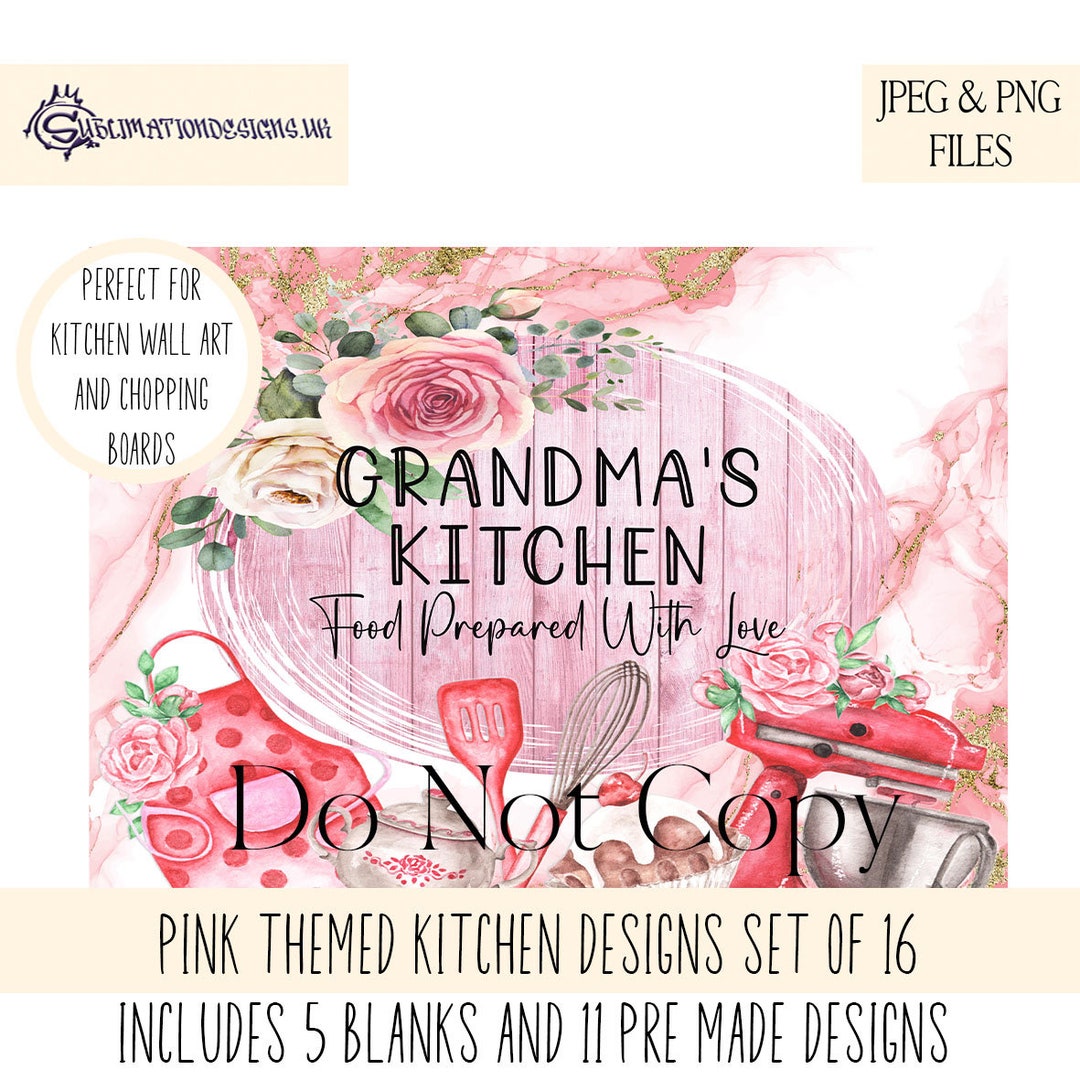 Personalised Kitchen Digital Sublimation Design Set of 16 JPEG and PNG ...