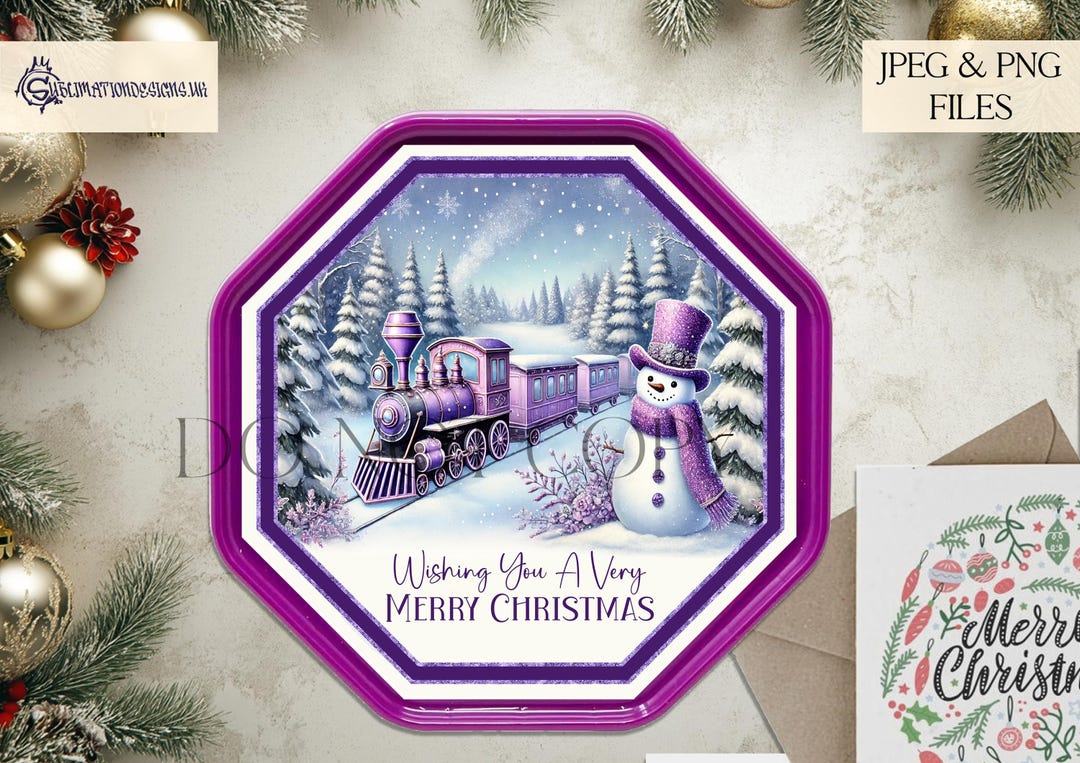 Elegant Purple Winter Train Sweet Tub Topper Design Set of 2, Perfect ...