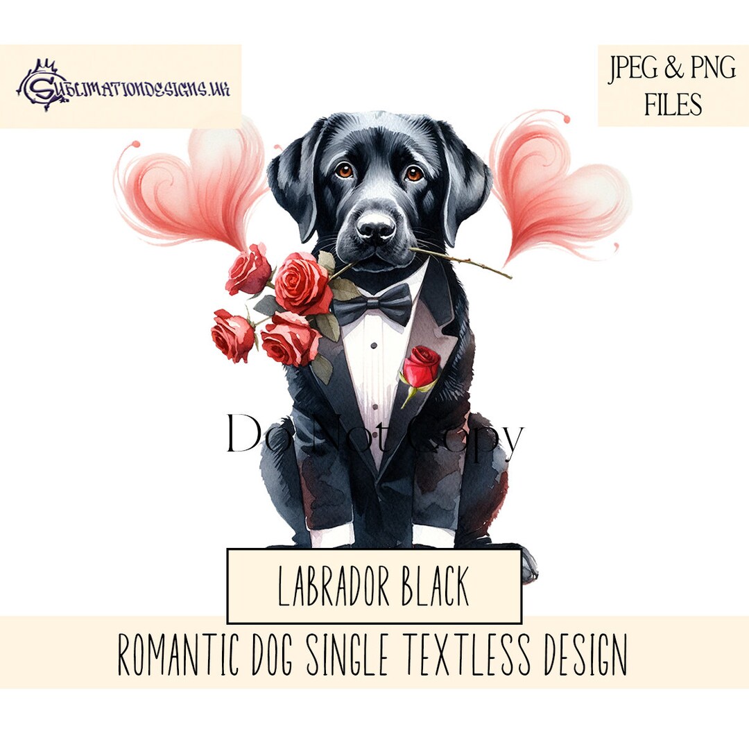 Black Labrador Design, Romantic Dog Sublimation Design, Valentine PNG ...