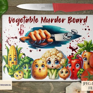 Vegetable Murder Board Sublimation Designs, Chopping Boards Design ...