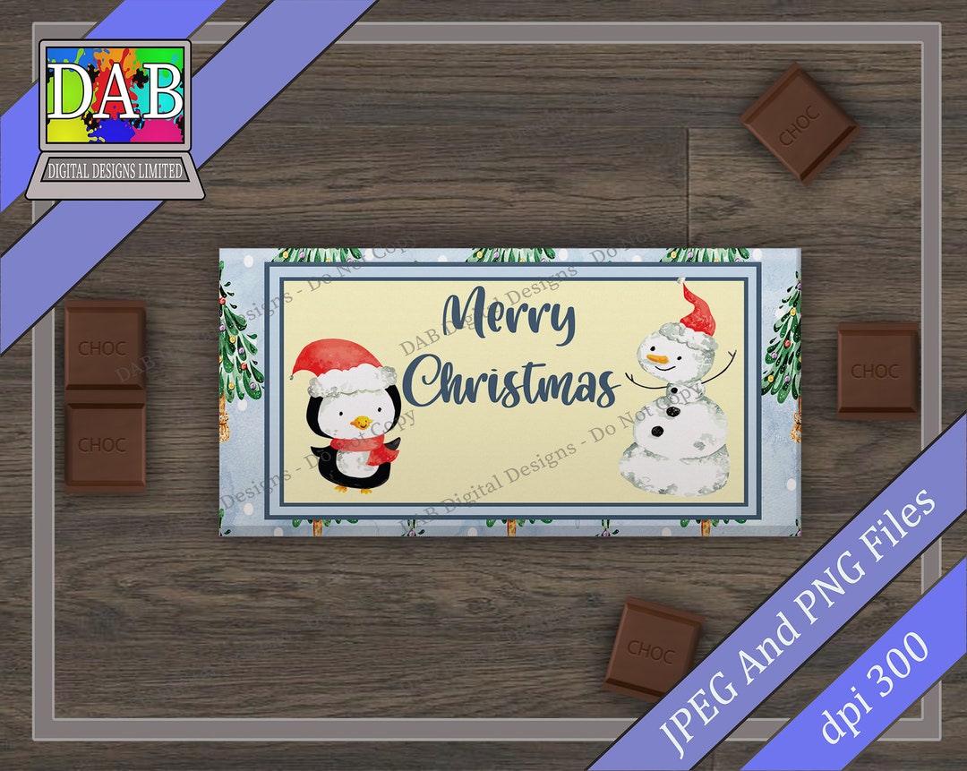 Christmas Chocolate Bar Wrapper Designs Santa Gingerbread - Etsy
