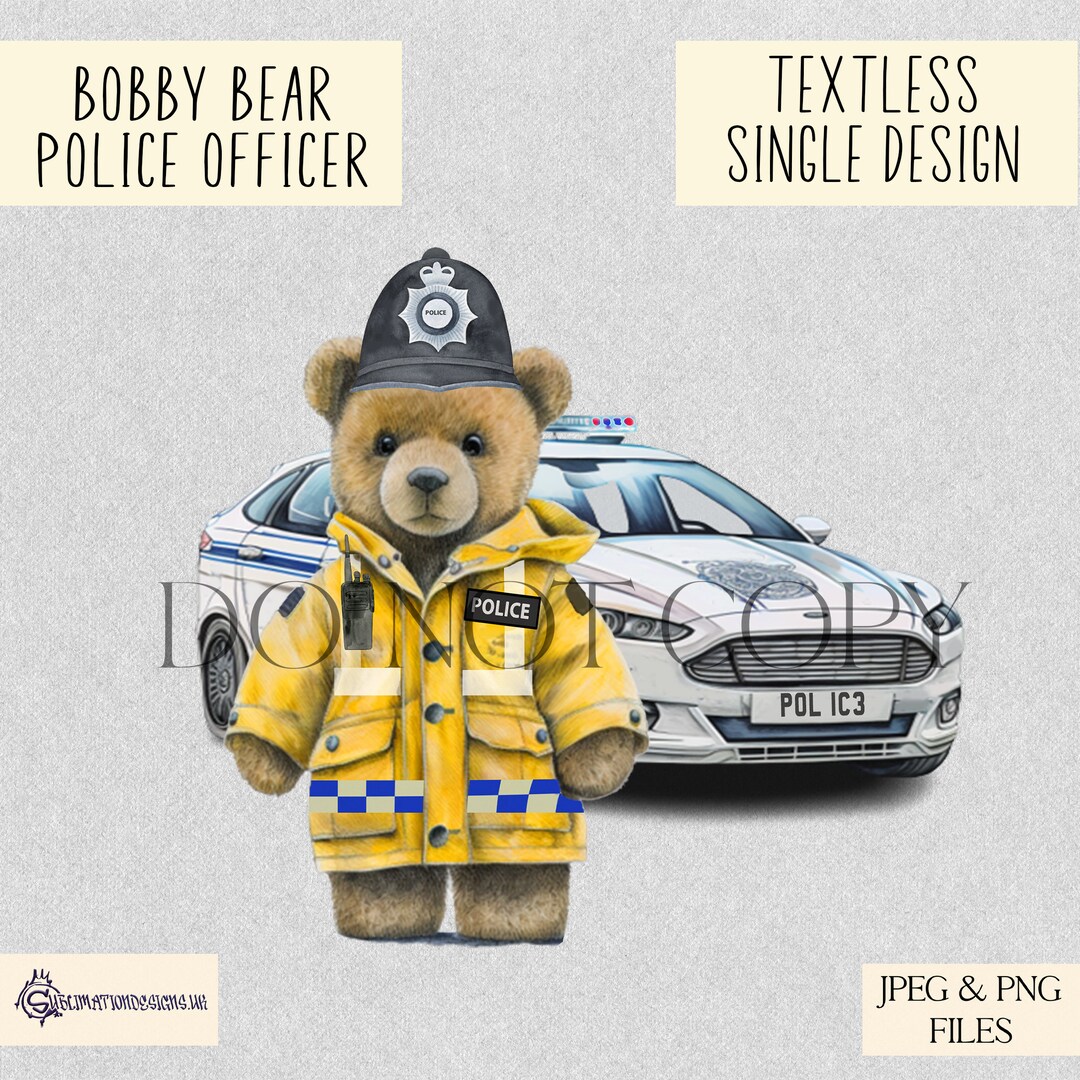 Police Themed Teddy Bear Illustration With British Police Car ...