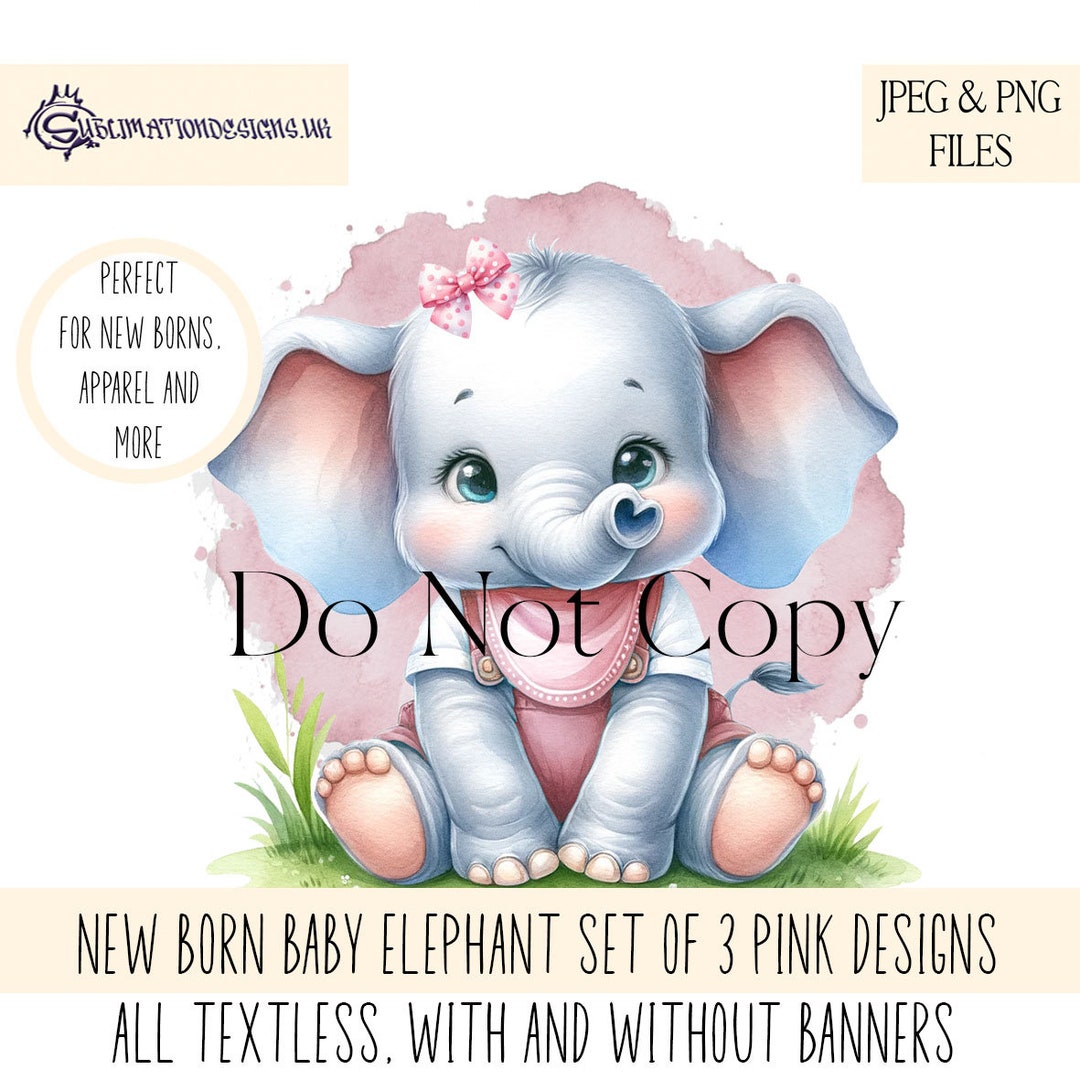 Baby Girl Elephant Clipart Set | Pink Nursery Decor (JPEG, PNG) - Etsy