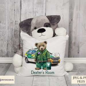 Paramedic Themed Teddy Bear Illustration With Ambulance Car ...