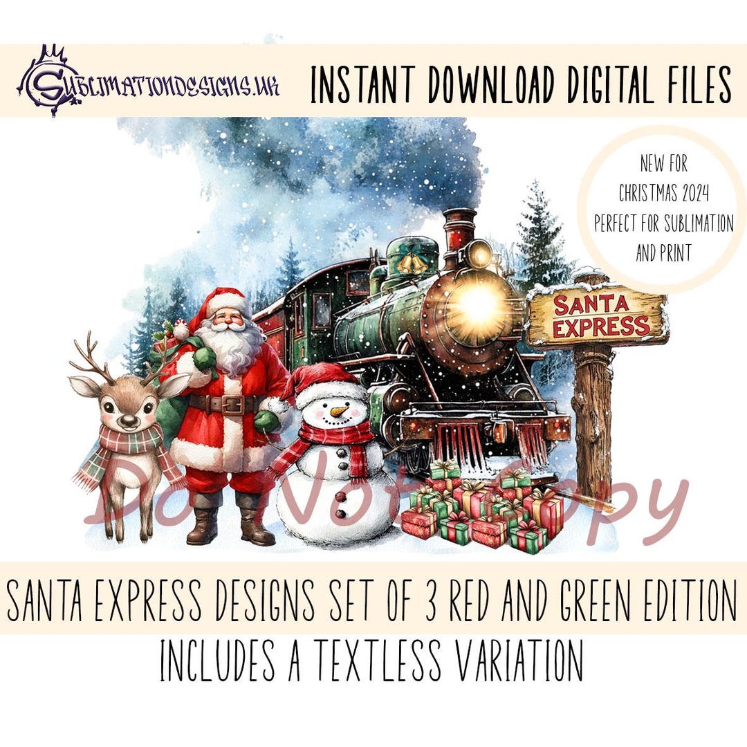 Santa Express Sublimation Design Set: Christmas Train Graphics (digital ...