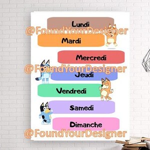 French Days of the Week Wall Poster, Educational Poster, Montessori ...