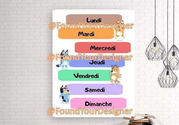 French Days of the Week Wall Poster, Educational Poster, Montessori ...