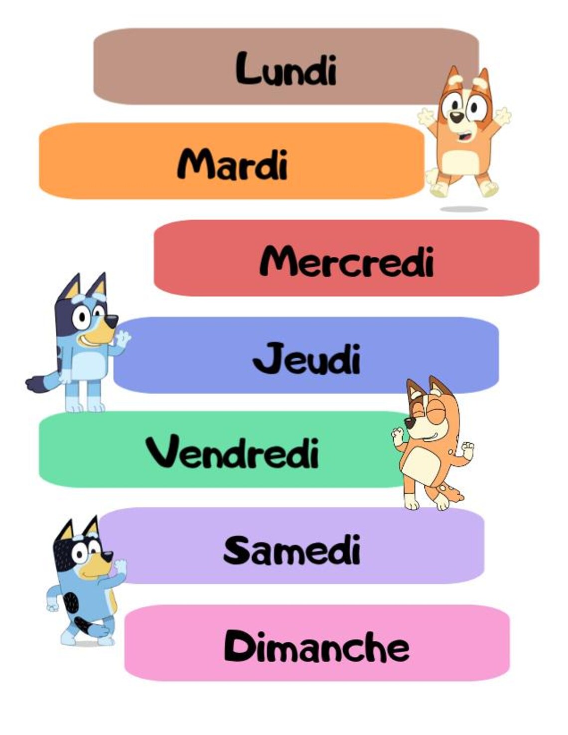 French Days of the Week Wall Poster, Educational Poster, Montessori ...