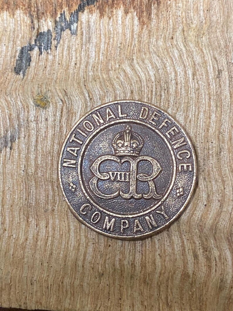 Vintage Military Brass Cap Badge National Defence Company Edward VIII ...