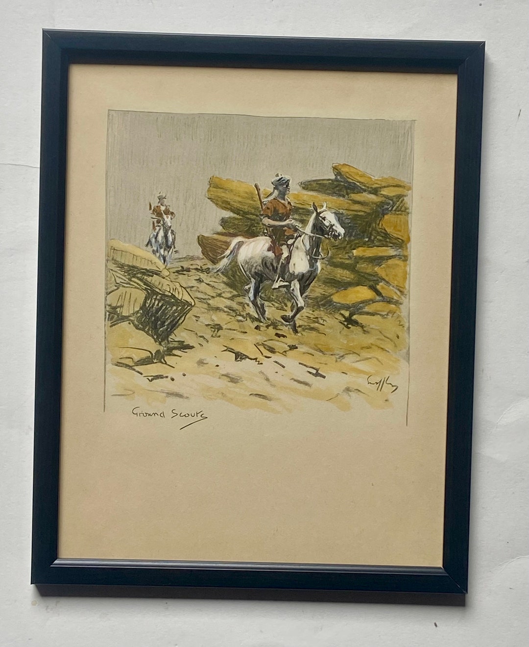 Somali Scouts by Snaffles Original Print 1932 Hand Colored Framed Black ...