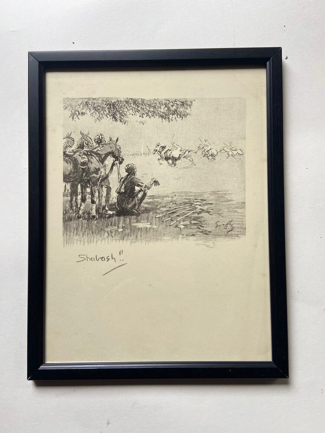 Shabash by Snaffles Original 1932 Print Framed Black Polo in India ...