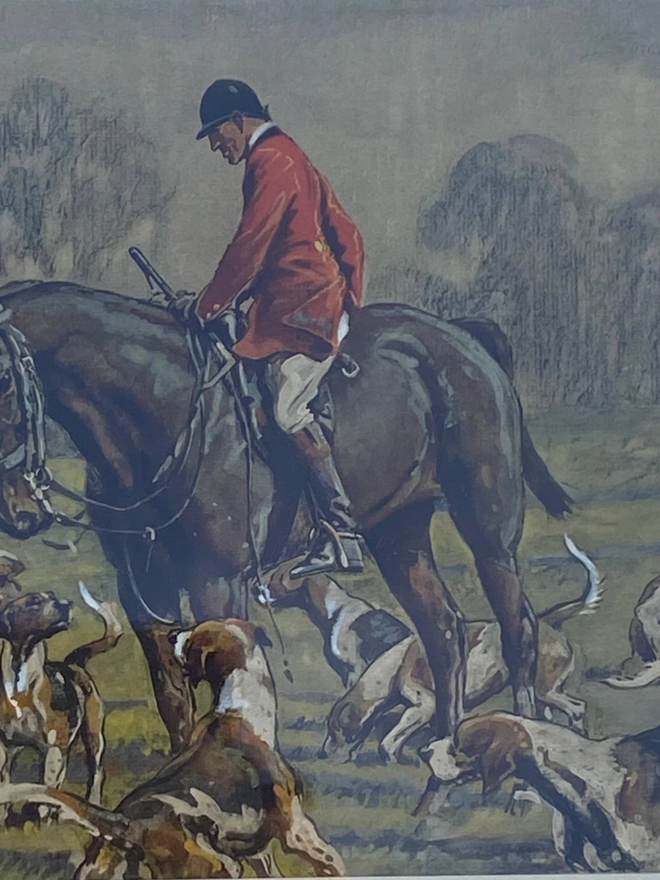 The Huntsman by Snaffles original print signed & Embossed c.1930 framed