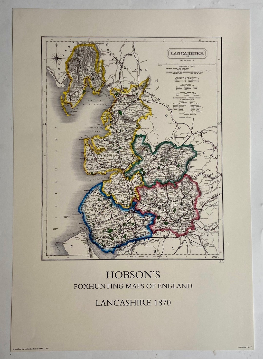 Lancashire Foxhunting Map 1870 - Fell Hunts - 600x420mm Limited to 100 ...