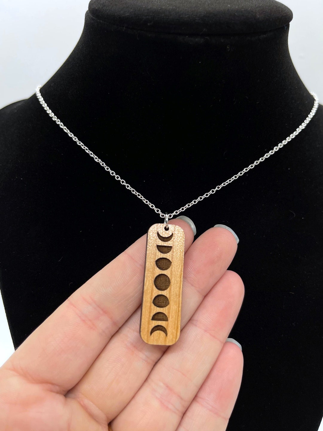 Moon Phase Necklace Silver Plated Chain Witchcraft New Age Lunar ...