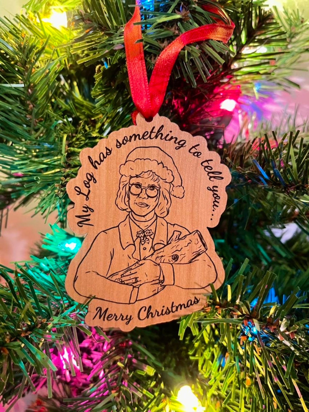 Log Lady Christmas Ornament Cherry Hardwood X-mas Holiday Goth Nerd ...