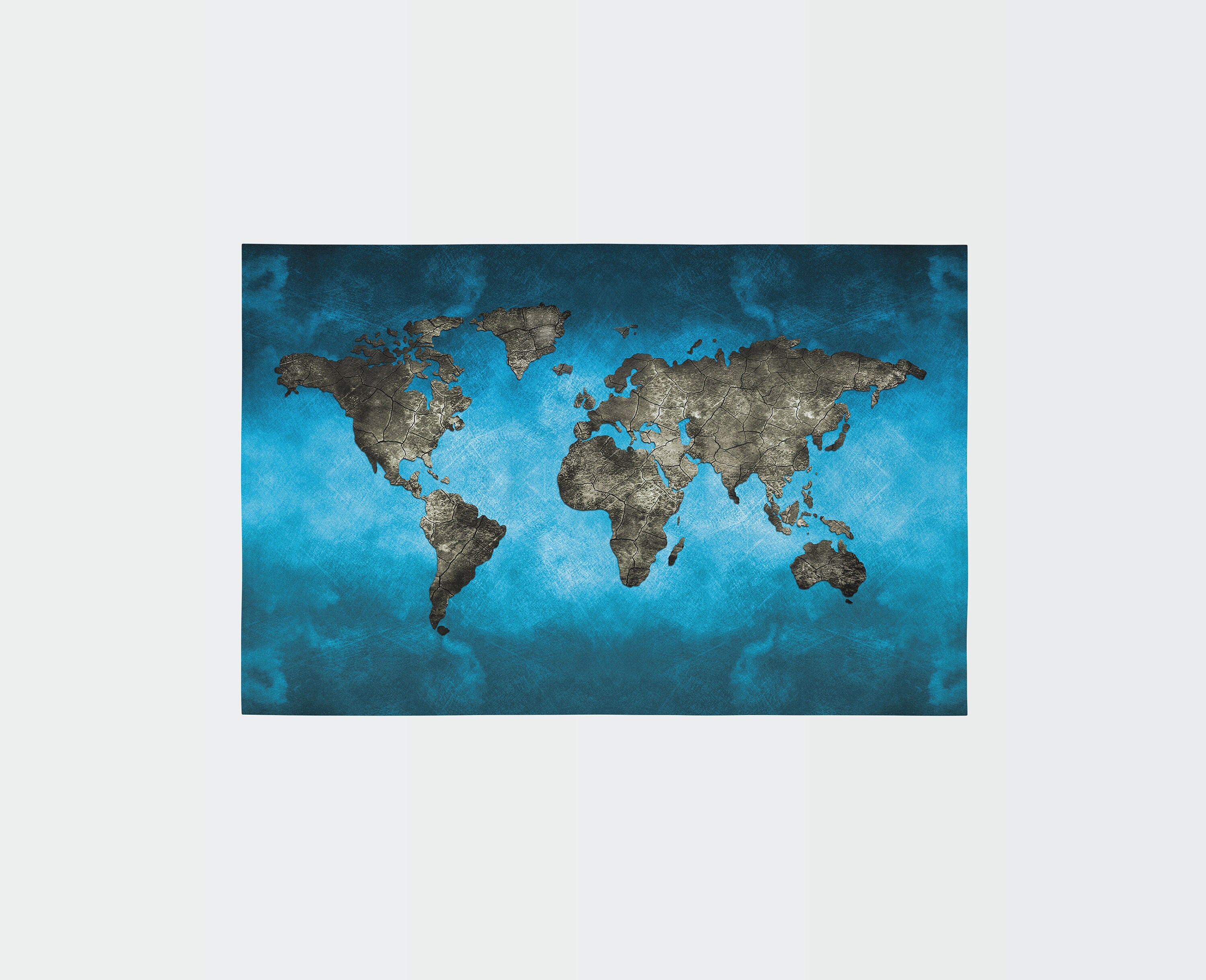Turquoise World Map Rug, Blue World Map Rug,world Map Rug,map Rugs ...
