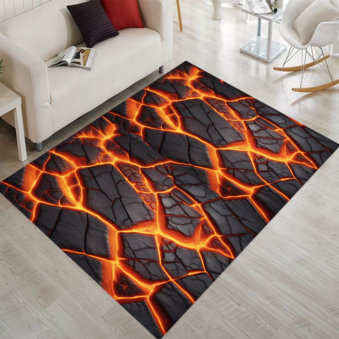 Ember Rug, Lava Rug, Hot Lava Rug, Volcano Floor Rug, Lava Pattern Rug ...