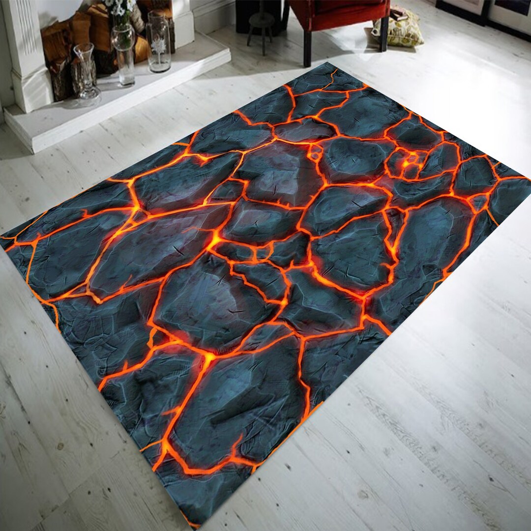 Ember Rug, Lava Rug, Hot Lava Rug, Volcano Floor Rug,lava Pattern Rug ...