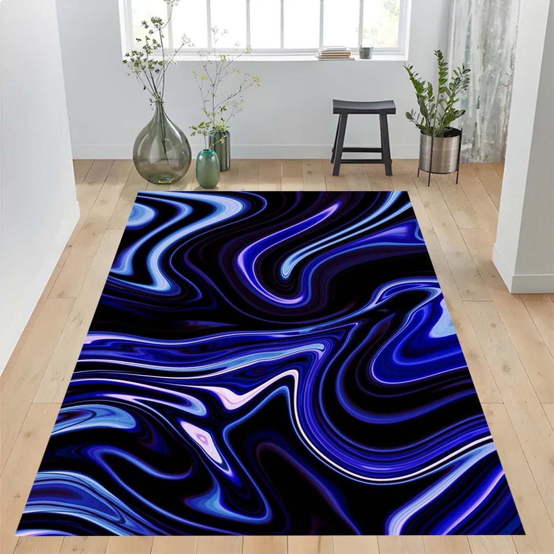 Marble Rug, Blue Marble Rug, Marble Design Rug, Marble Patterned Rug ...