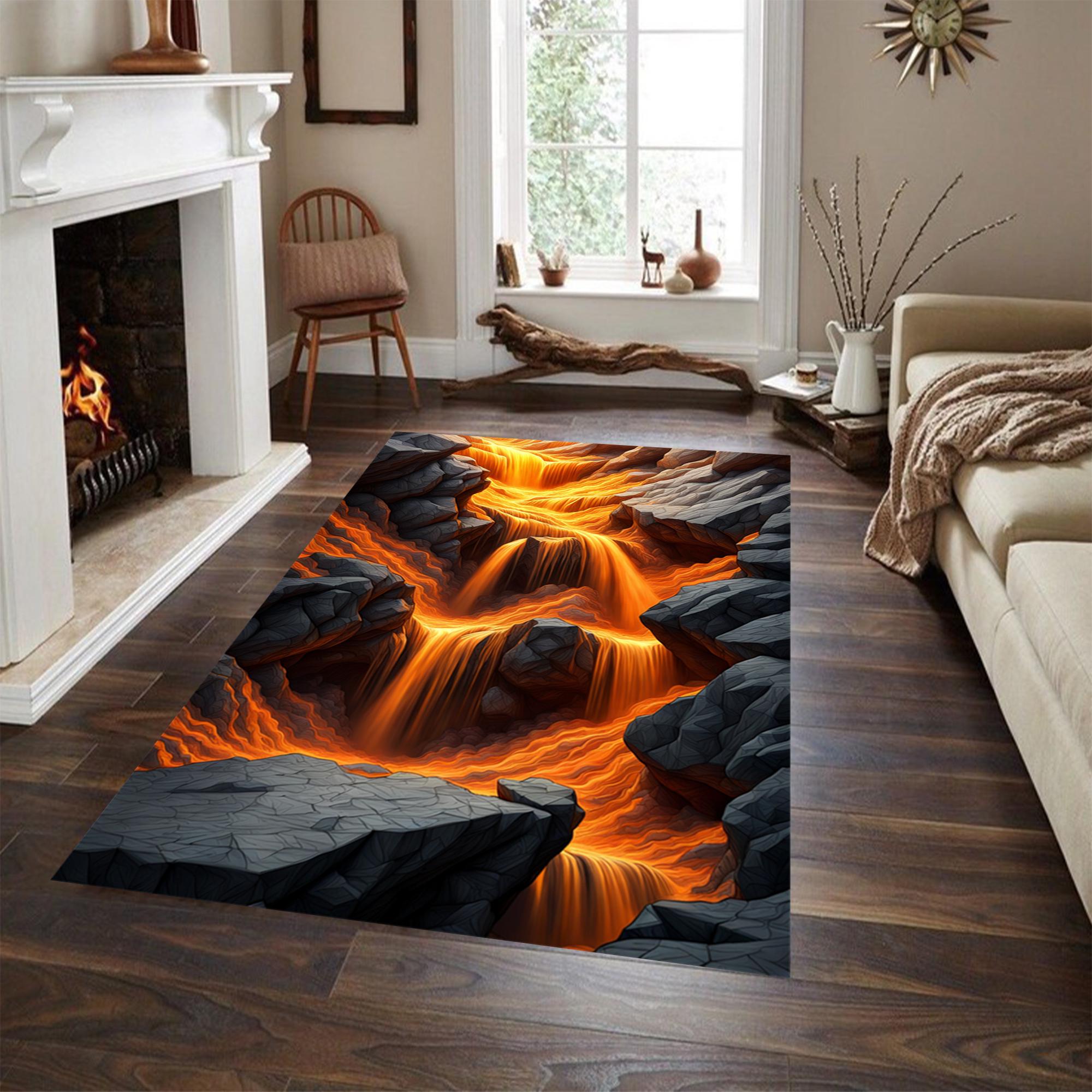 Ember Rug, Lava Rug, Hot Lava Rug, Volcano Floor Rug,lava Pattern Rug ...