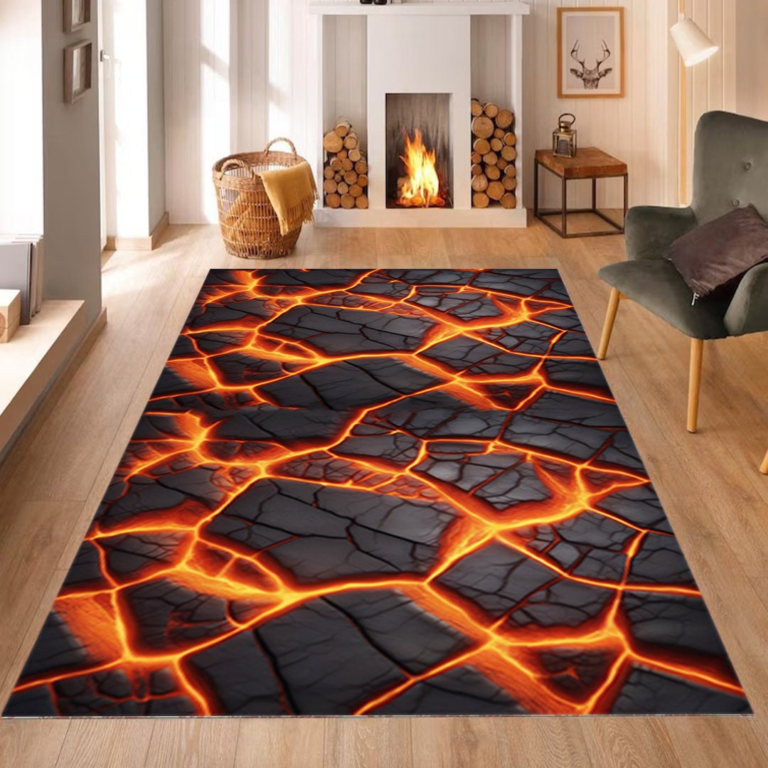 Ember Rug, Lava Rug, Hot Lava Rug, Volcano Floor Rug, Lava Pattern Rug ...