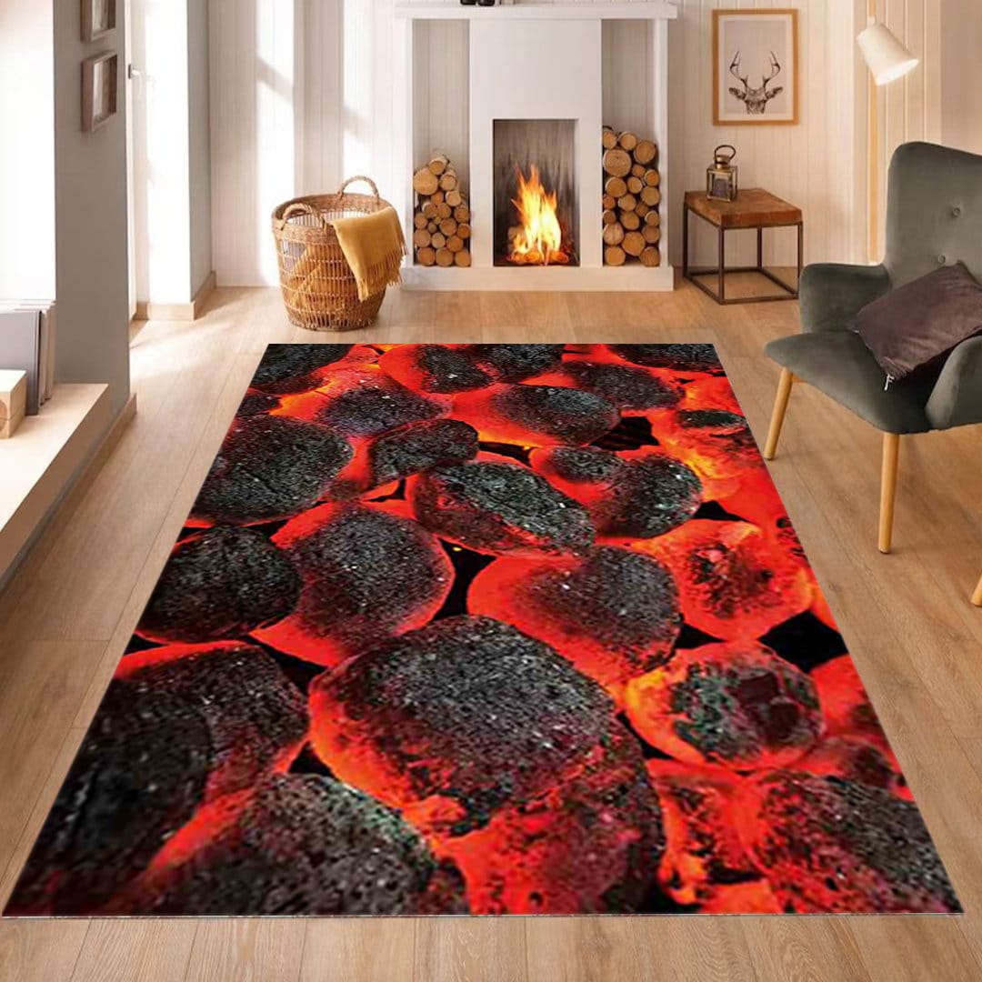 Ember Rug, Lava Rug, Hot Lava Rug, Volcano Floor Rug, Lava Pattern Rug ...