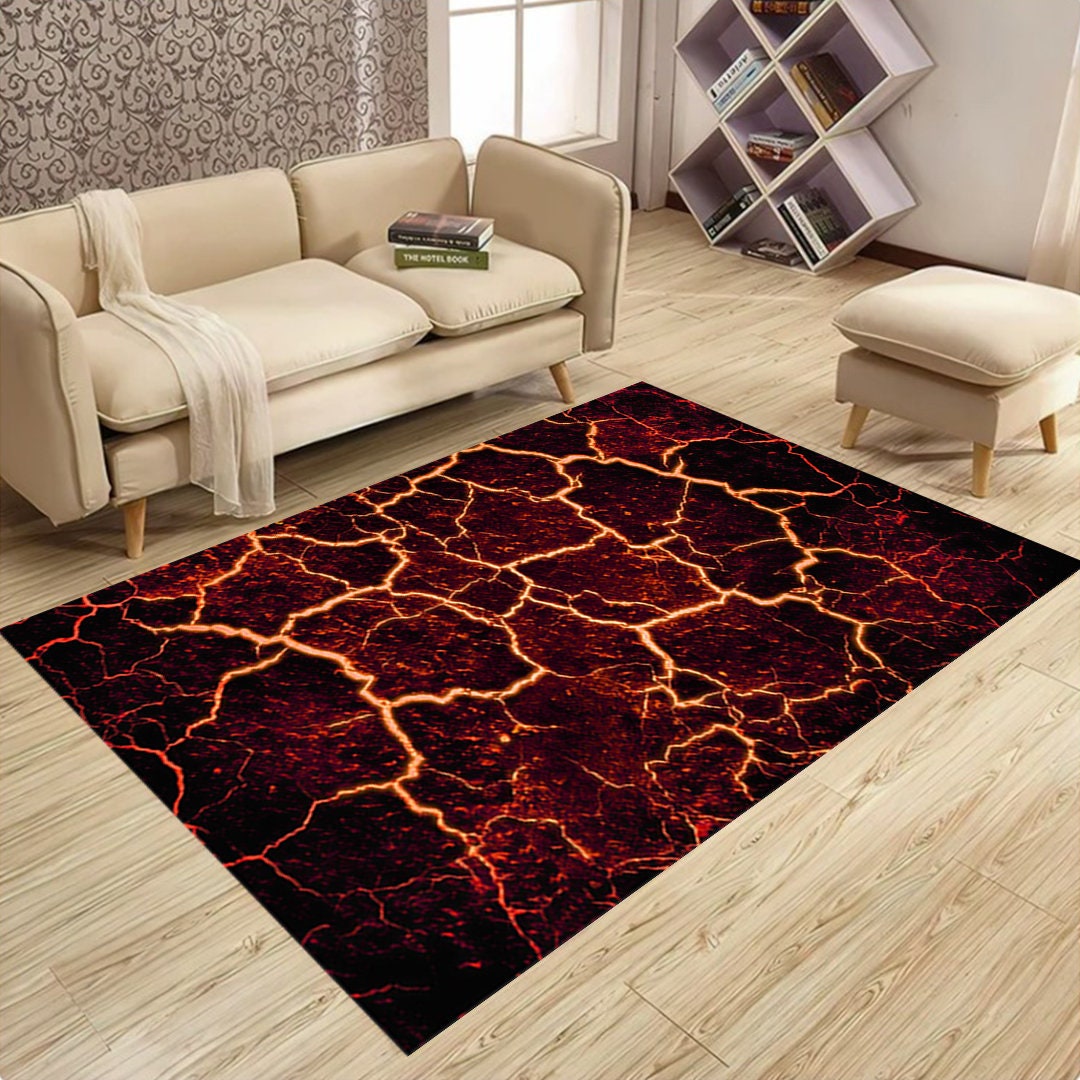 Ember Rug, Lava Rug, Hot Lava Rug, Volcano Floor Rug, Lava Pattern Rug ...