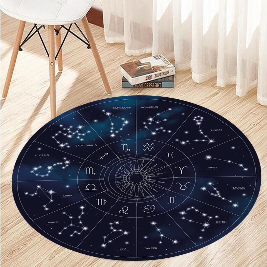Zodiac Constellations Round Rug, Astrology Rug, Zodiac Rug, Zodiac Rugs ...